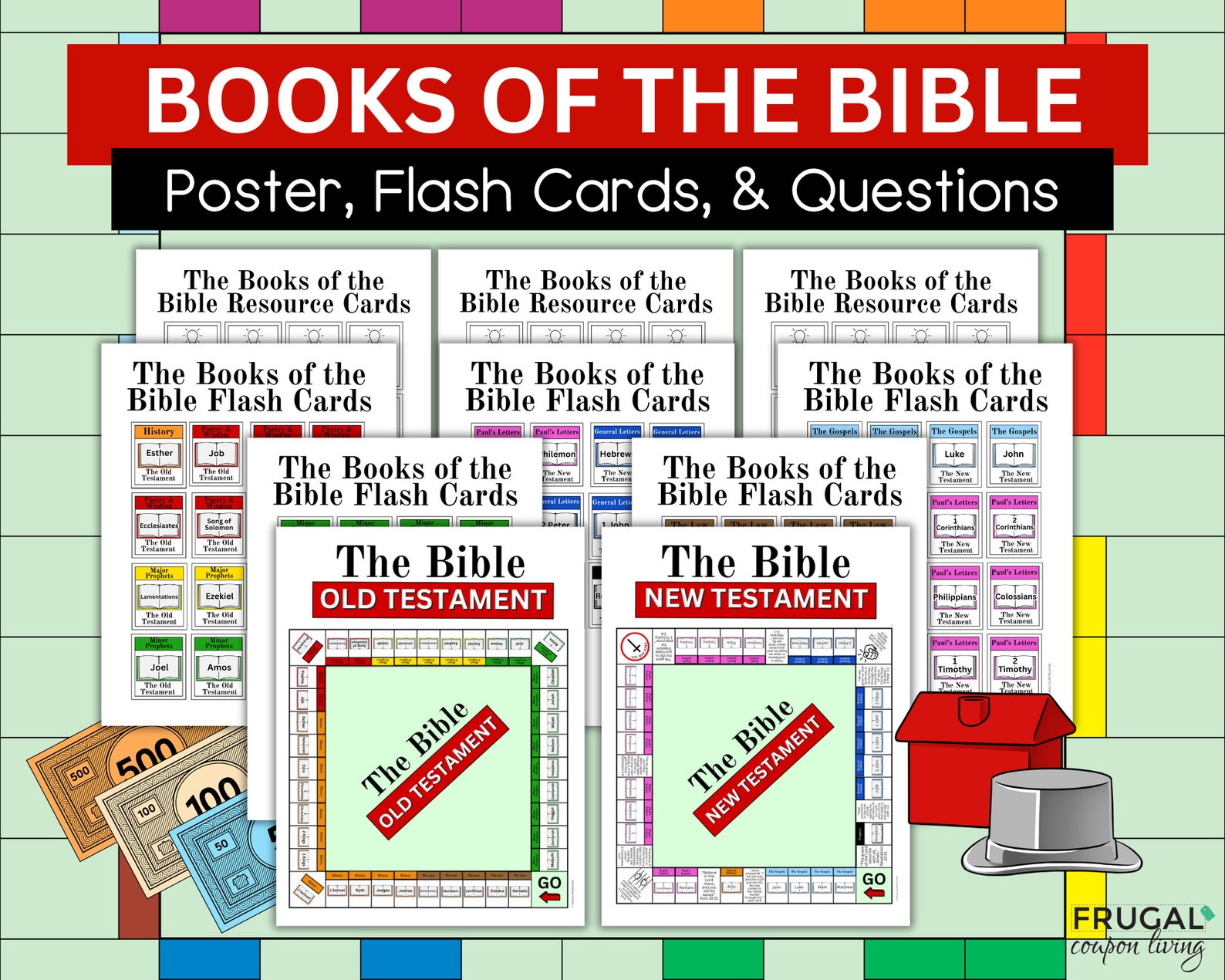 Books of the Bible Memory Game Flashcards, Posters, & Trivia Cards, 66 ...