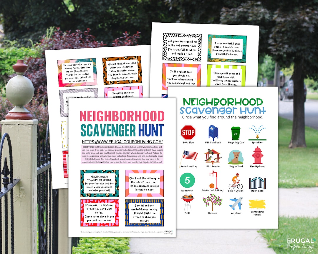 20 Neighborhood Scavenger Hunt for Kids | Rhyming Riddles Treasure Hunt ...