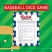 Baseball Games Printables Dice Baseball Game Baseball - Etsy
