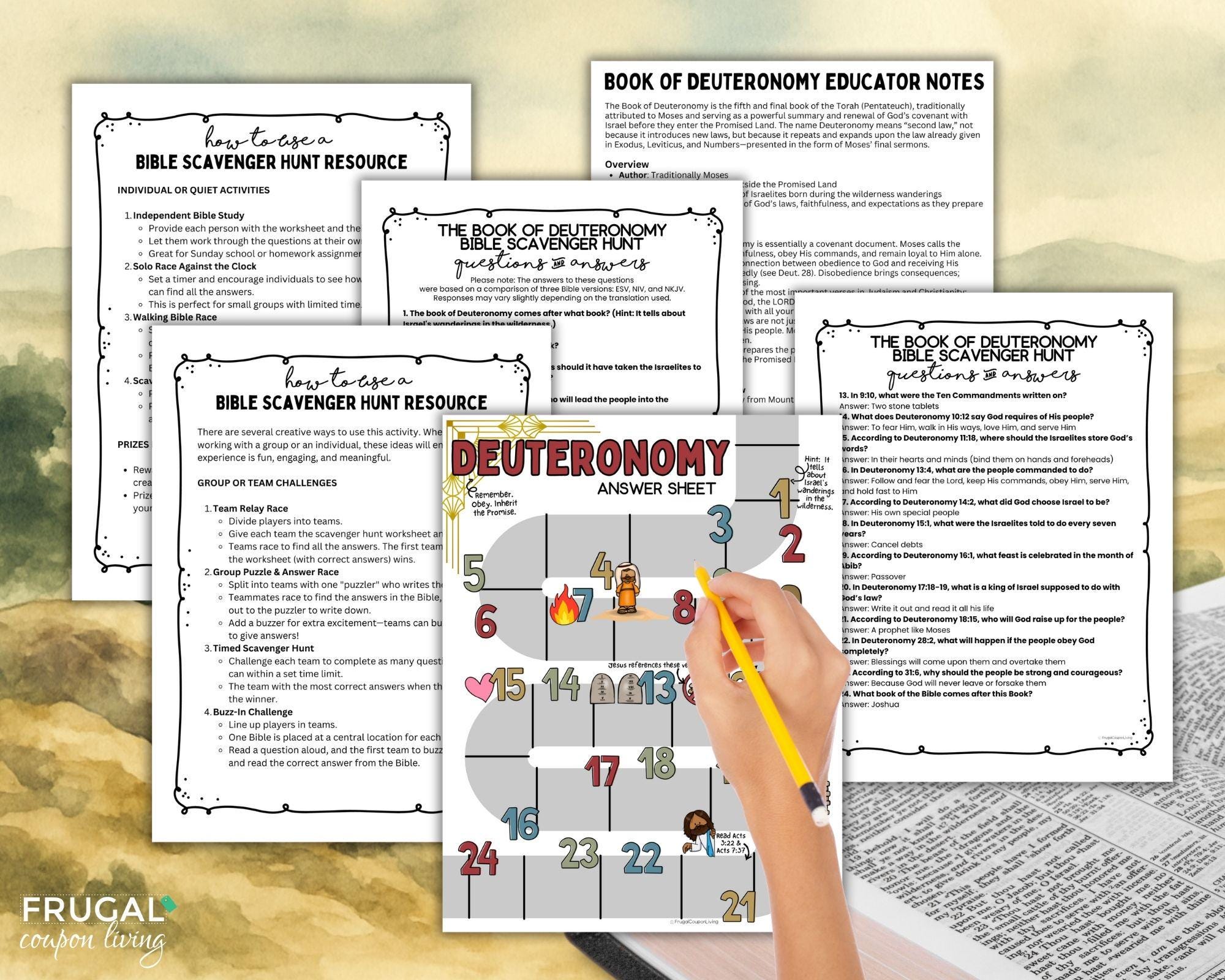 Deuteronomy Bible Scavenger Hunt Printable, Book of Deuteronomy Bible ...