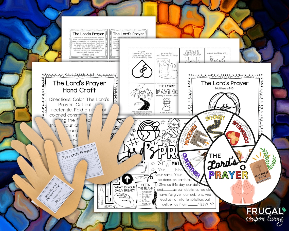 The Lord's Prayer Craft Printable Set for Kids, How to Pray Bible ...