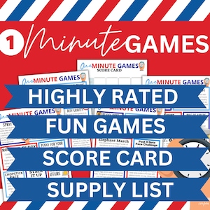 Best One Minute Games Printable, 60-second Games Party Activity Kids ...