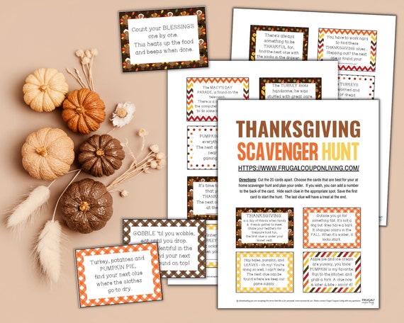 Thanksgiving Scavenger Hunt for Kids | 20 Thanksgiving Treasure Hunt ...