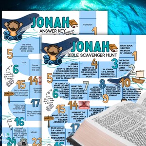 Jonah Bible Scavenger Hunt, Minor Prophets Old Testament Bible Trivia ...