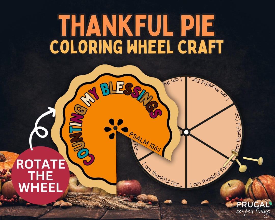 Thankful for Thanksgiving Coloring Wheel Craft, Kids Gratitude Activity ...