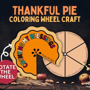 Thankful for Thanksgiving Coloring Wheel Craft, Kids Gratitude Activity ...