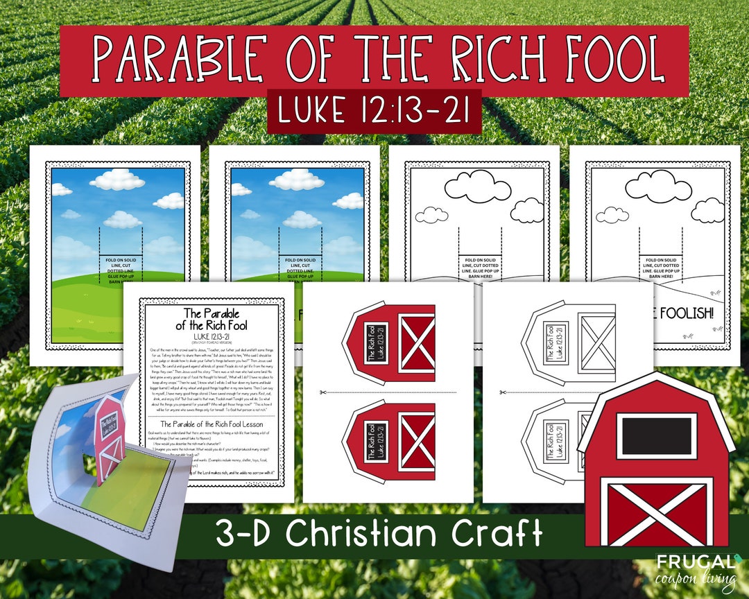 Parable of the Rich Fool Craft | Fools Bible Lesson Luke 12:13-21 ...