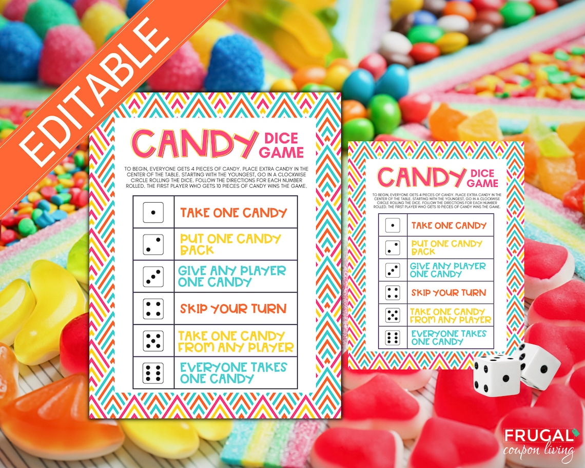 Candy Dice Game Editable Dice Game Printable Group Party - Etsy