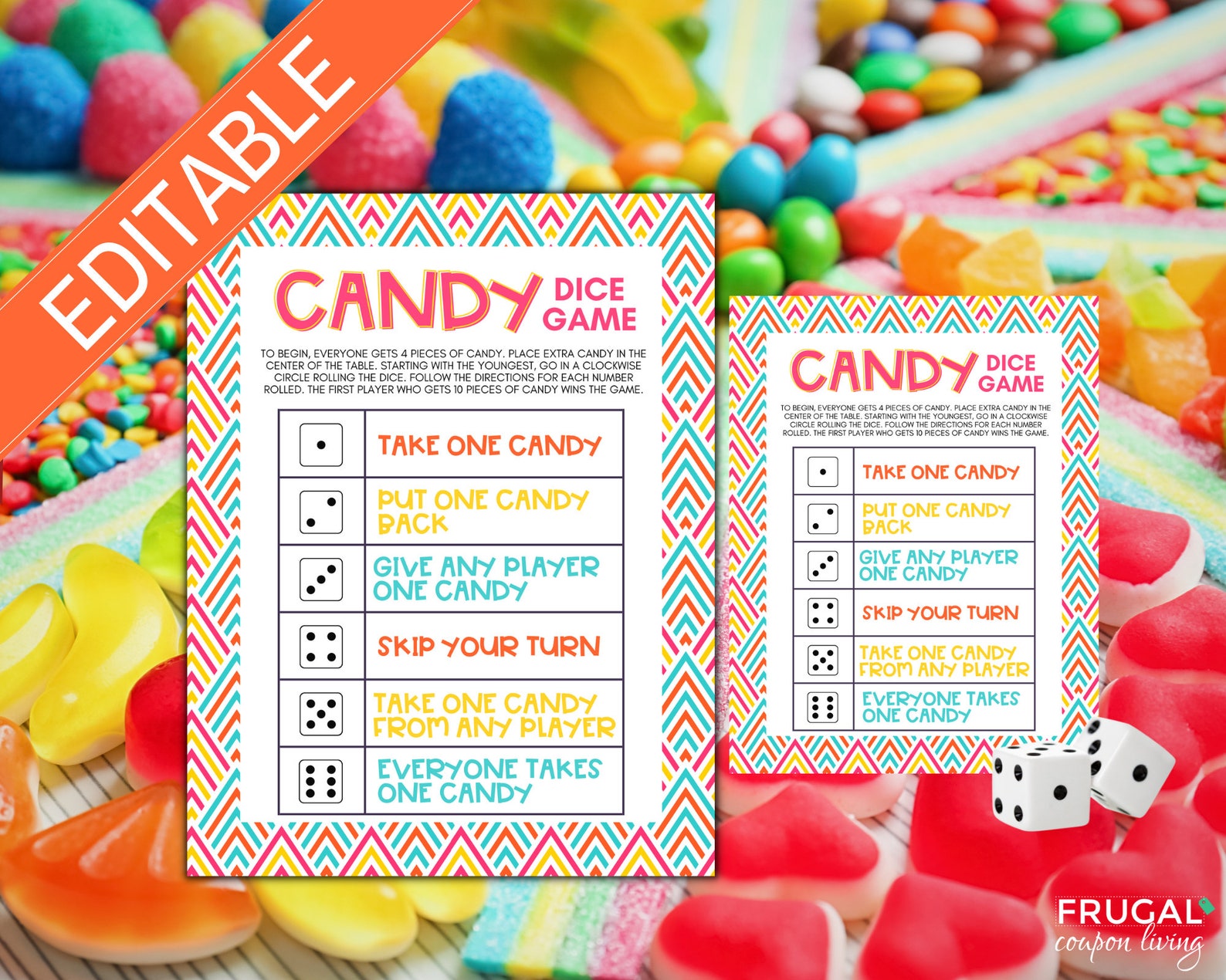 Candy Dice Game | Editable Dice Game Printable | Group Party Game for ...