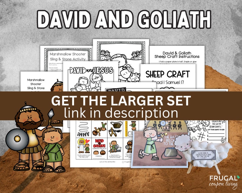 David and Goliath Bible Craft for Kids, David the Shepherd Boy Sheep ...