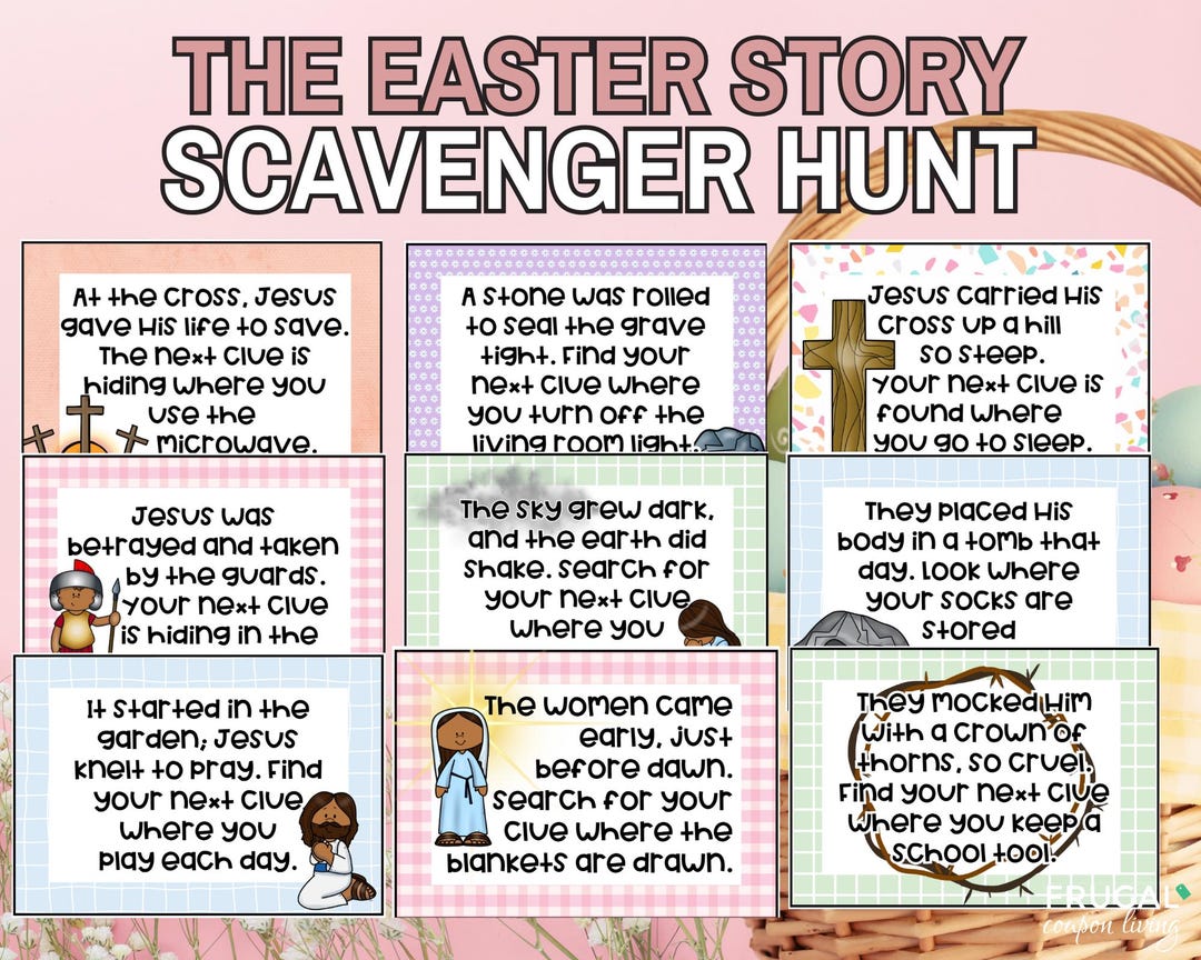 Christian Easter Story Scavenger Hunt for Kids, 20 At-home Treasure ...