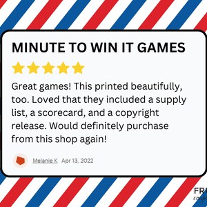 Minute to Win It Games Printable, One Minute Games Party Activity Kids ...