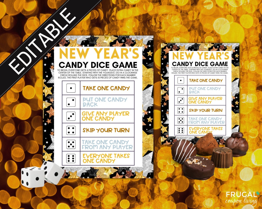 New Year's Candy Game With Dice | Editable New Year Game for Kids | Fun ...