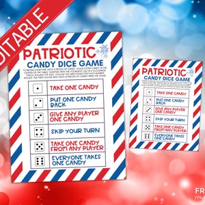 Patriotic Candy Dice Game for 4th of July, Memorial Day and Labor Day ...