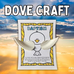 Dove Craft for Sunday School, Acts 2:38 Faith-based Baptism Craft for ...