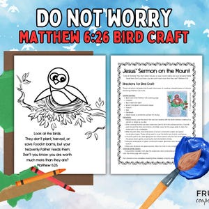 Look at the Birds Printable Bird Craft, Sermon on the Mount Matthew 6: ...