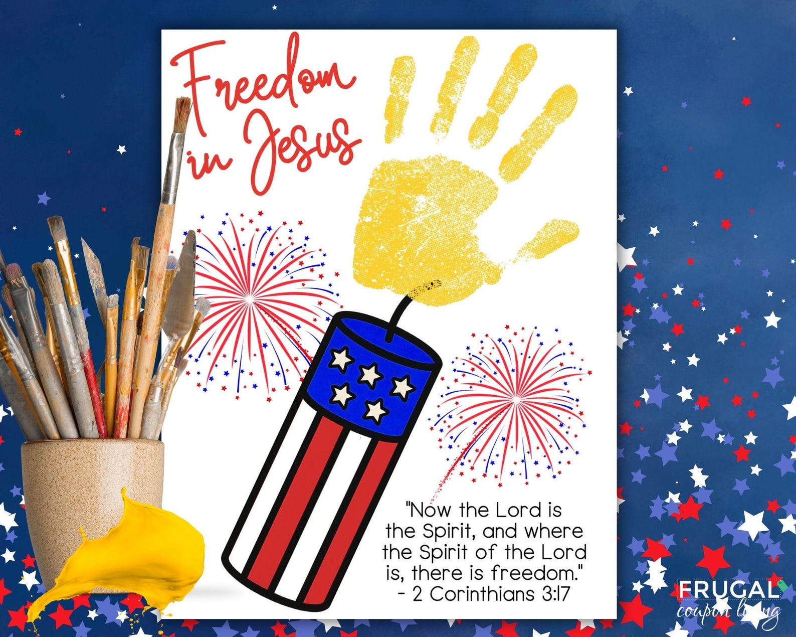 Freedom in Jesus Bible Craft for July 4th, Patriotic Handprint Art ...