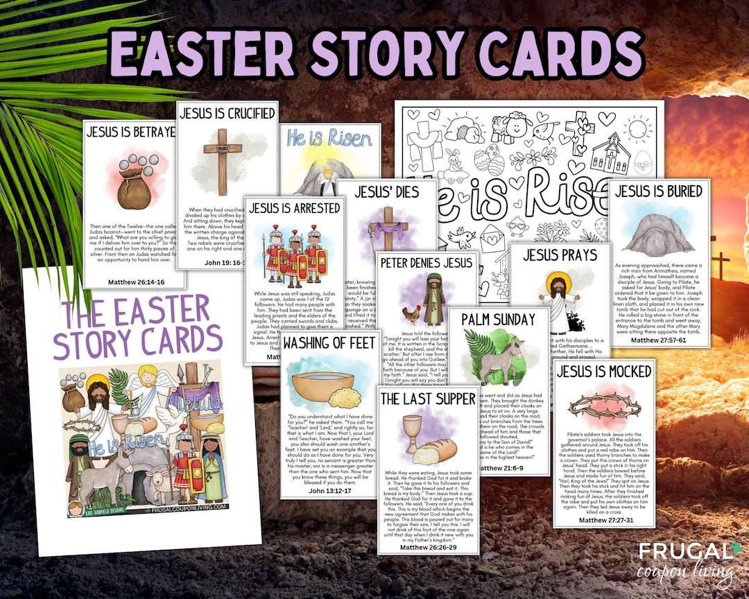 Easter Story Scripture Cards, Lent Sunday School Easter Printable, Holy ...