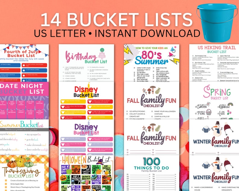 Bucket List Printable Set 2023 Year-round Fun Family - Etsy
