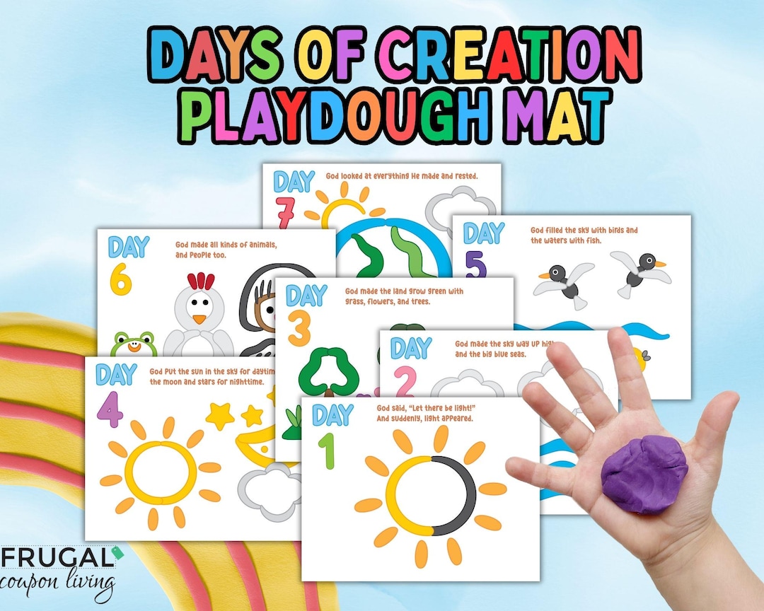 Days of Creation Story Playdough Mat Activity, God's 7 Days of Creation ...