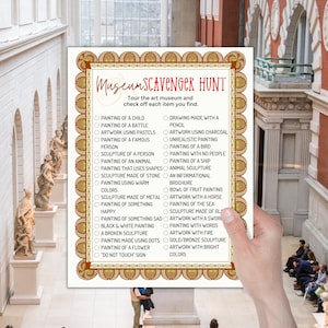 Museum Scavenger Hunt Printable | Fun Art Museum Scavenger Hunt ...