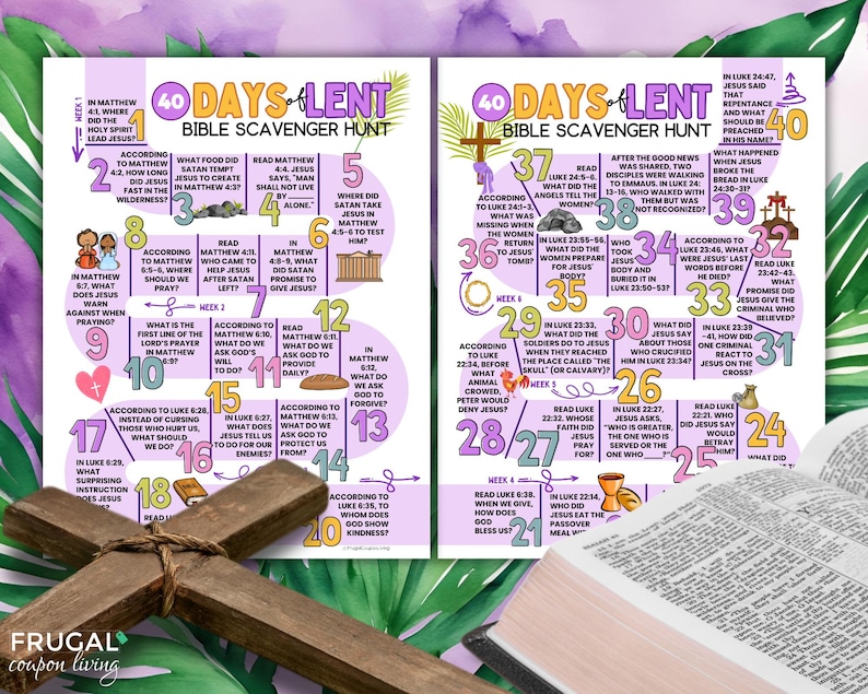 40 Days of Lent Bible Scavenger Hunt Printable, Journey to the Cross ...