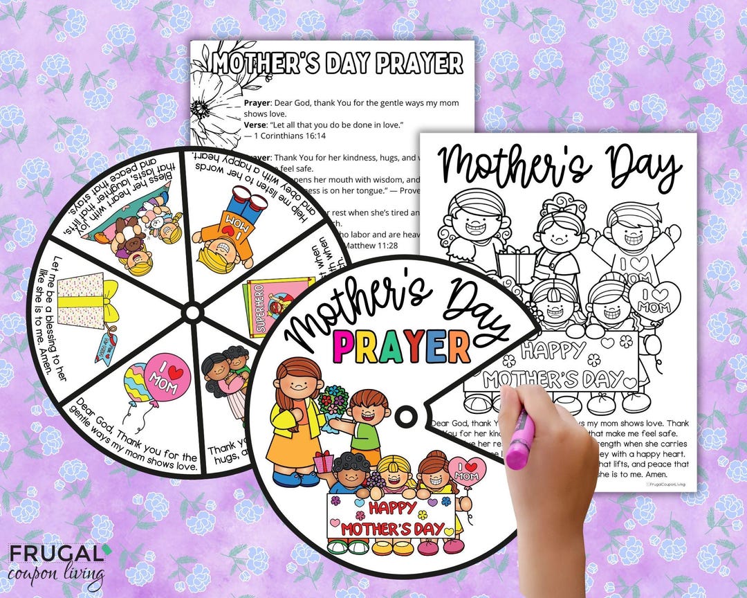 Mother's Day Prayer Wheel Bible Craft for Kids, Printable Sunday School ...