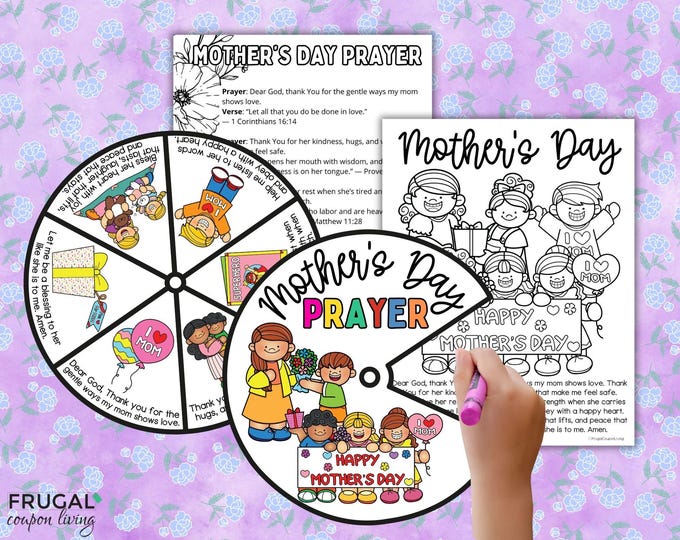 Mother's Day Coloring Wheel Printable Activity, Preschool Kindergarten ...