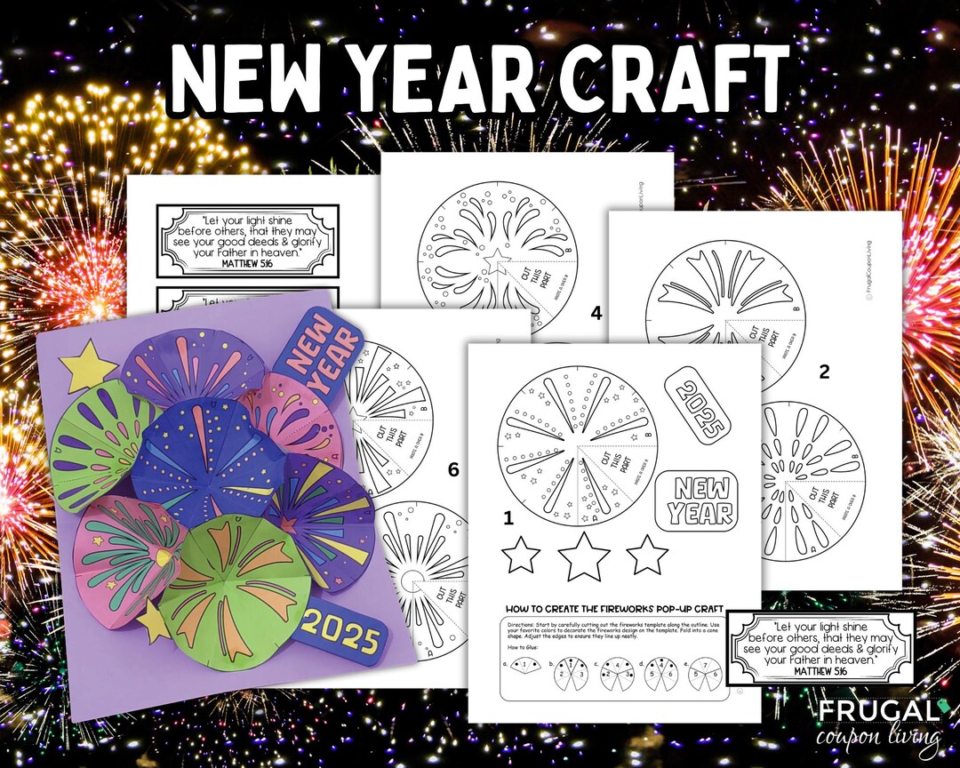 New Year Firework Pop-up 3-D Craft for Kids, Christian New Year's Eve ...
