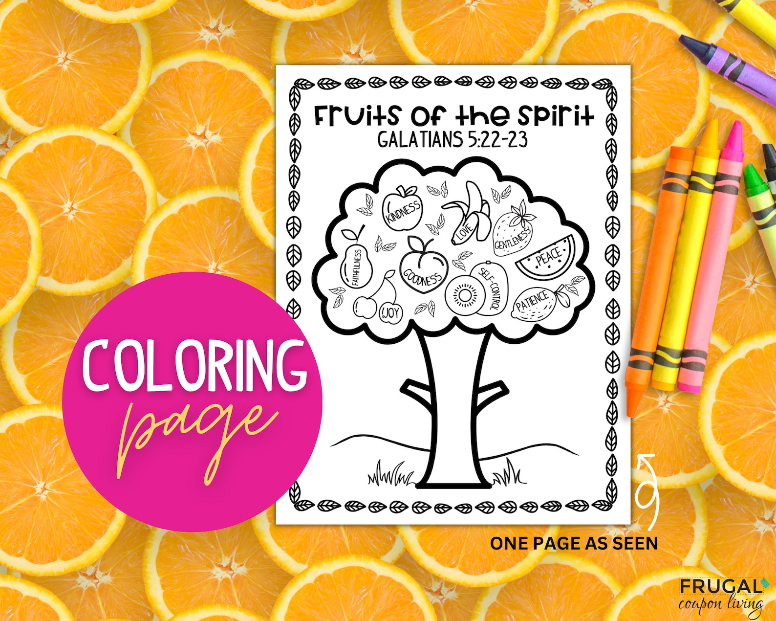 Fruits of the Spirit Coloring Page, Bible Verse Worksheet for Kids ...
