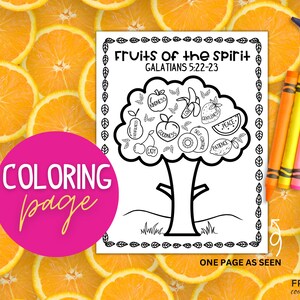 Fruits of the Spirit Coloring Page, Bible Verse Worksheet for Kids ...
