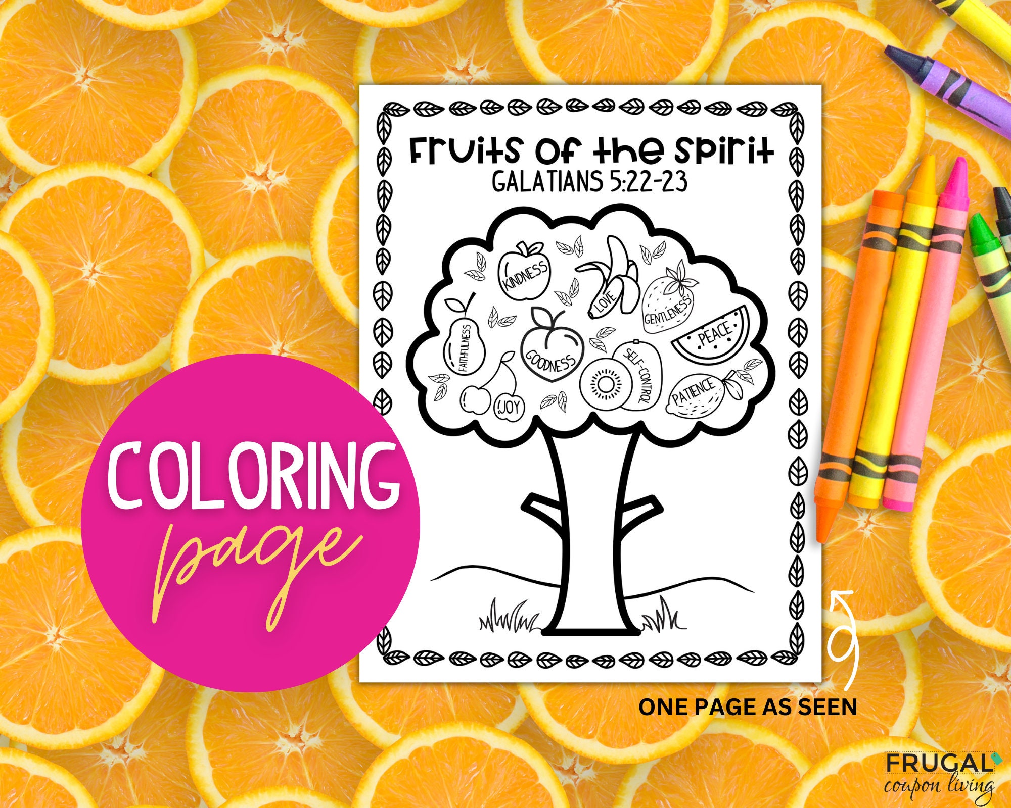 Fruits of the Spirit Coloring Page, Bible Verse Worksheet for Kids ...