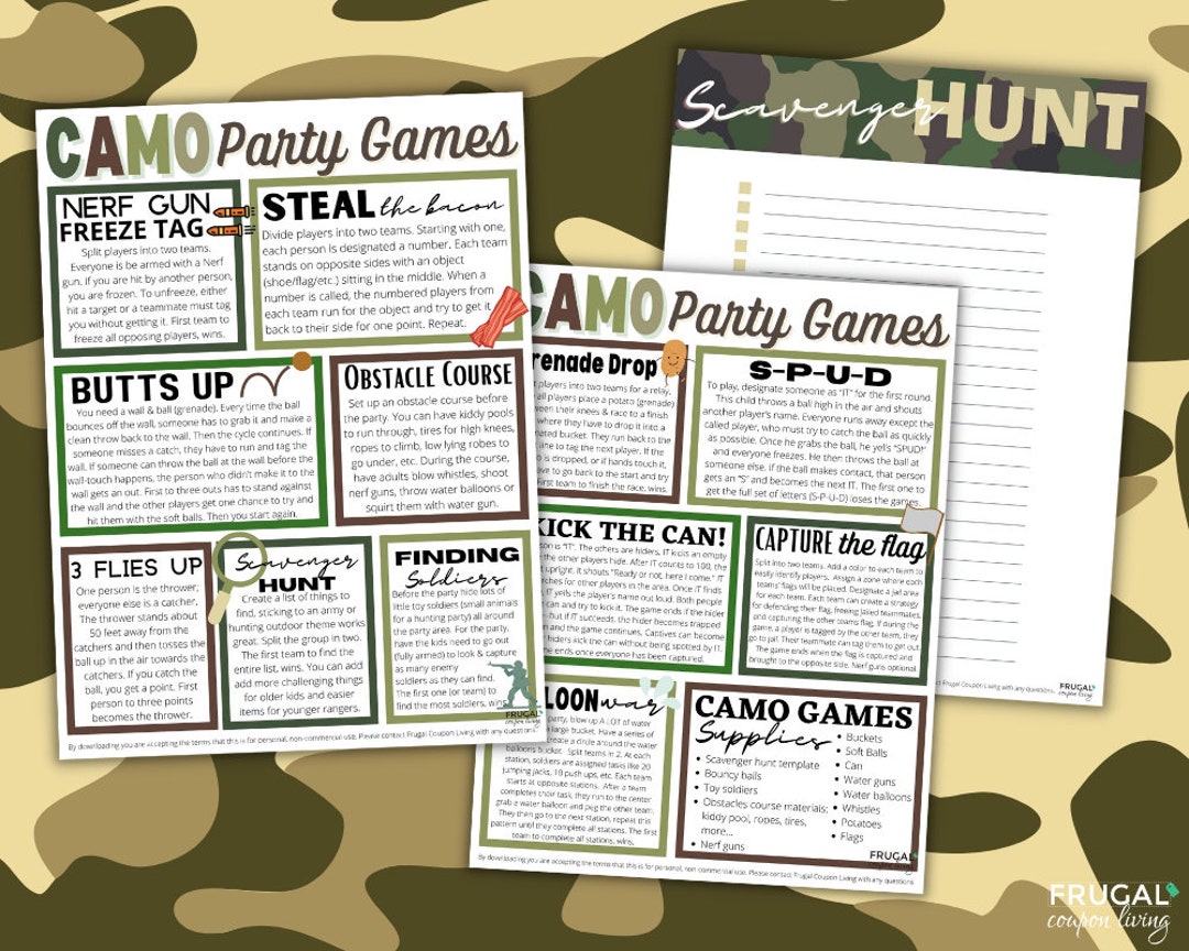 12 Camo Party Games for Kids | Camouflage Birthday Party | Kids ...