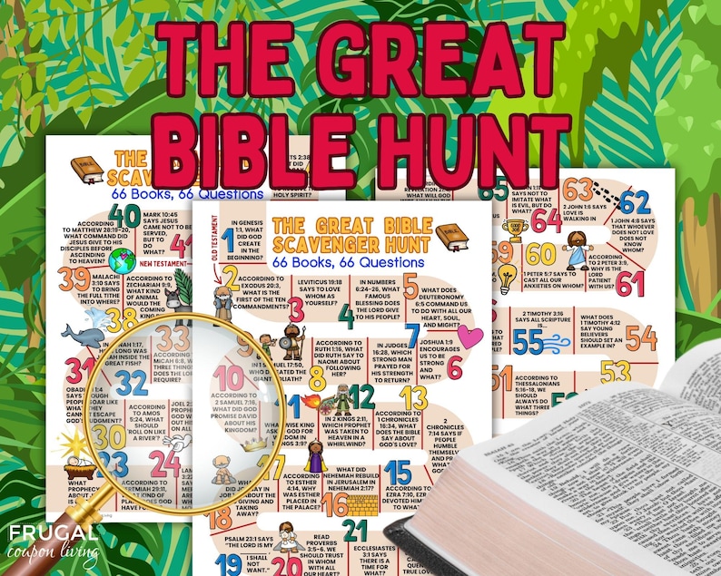 Books of the Bible Scavenger Hunt Game, Bible Made Simple - 66 Books ...