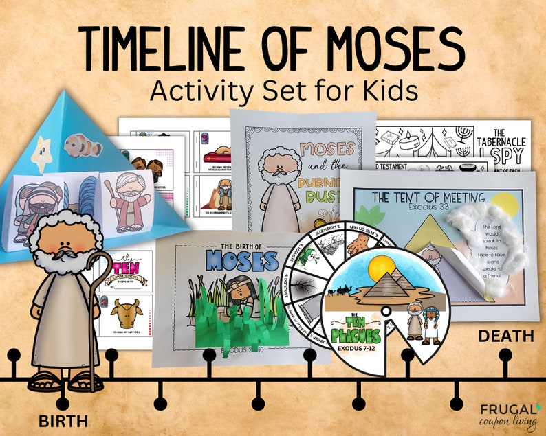 Life of Moses Craft Bundle for Kids, 7 Moses Activity Set Printable ...