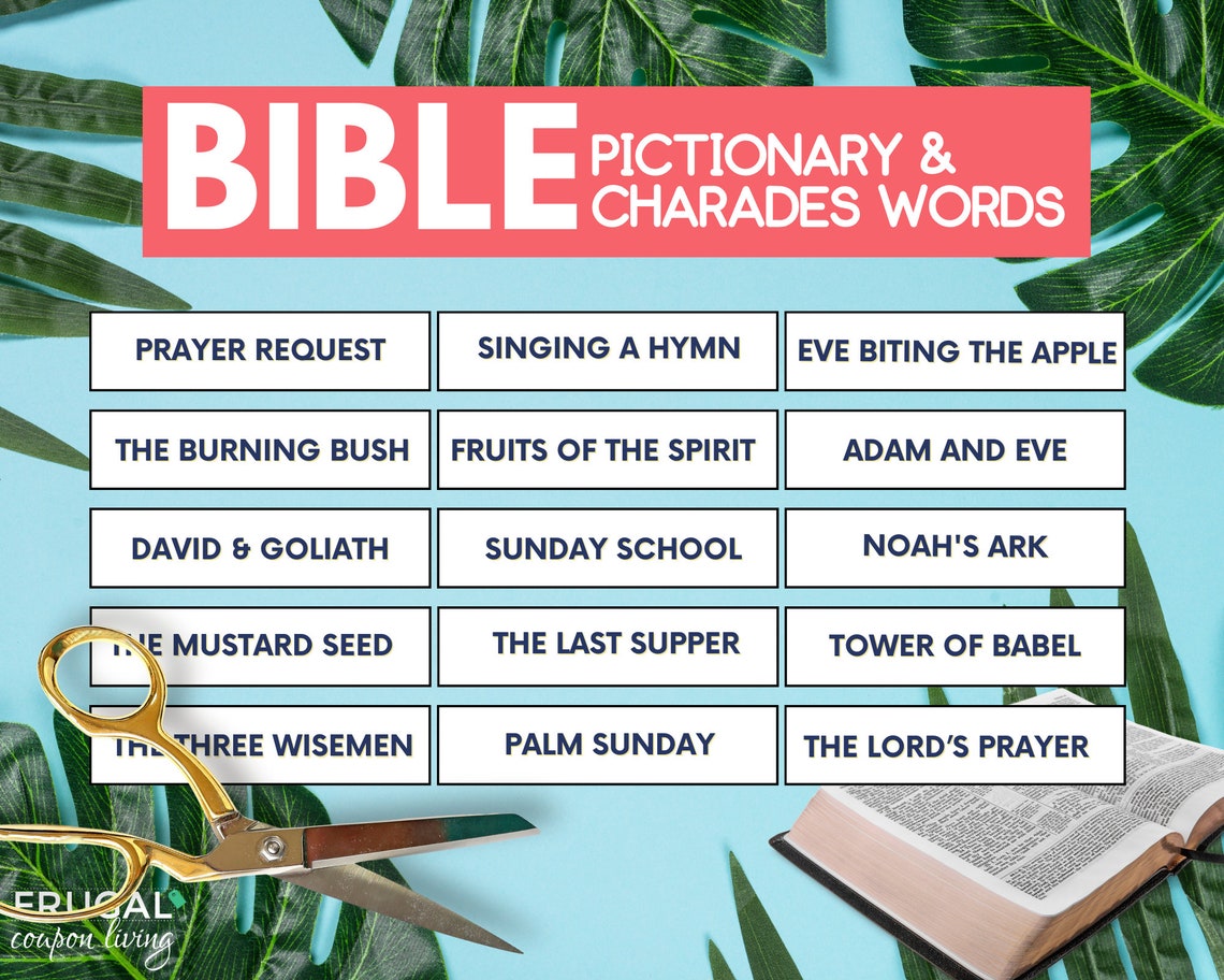 Bible Chardes Cards + Bible Pictionary Word List, Fun Ice Breaker ...