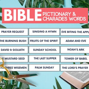 Bible Chardes Cards + Bible Pictionary Word List, Fun Ice Breaker ...