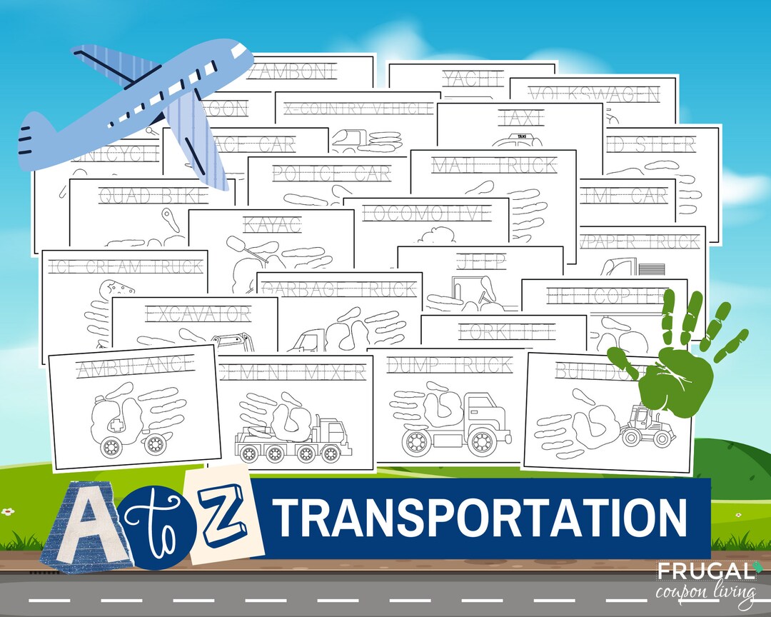 A-Z Alphabet Transportation Worksheets Printable Traceable Letter ...