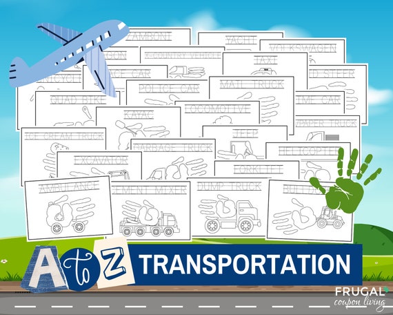 A-Z Alphabet Transportation Worksheets Printable | Traceable Letter ...