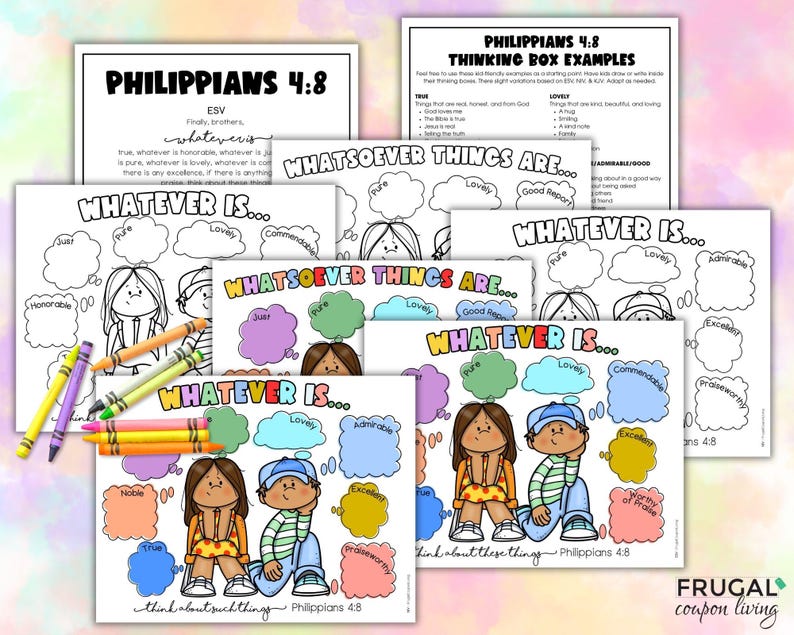 Philippians 4:8 Printable Activity, Christian Mindfulness “whatever Is ...