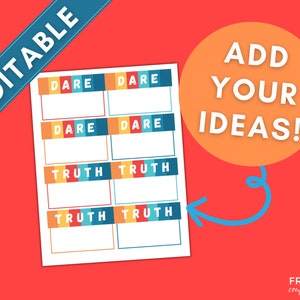 Truth or Dare Cards for Kids | 100 Family Fun Clean Truth or Dare Kids ...