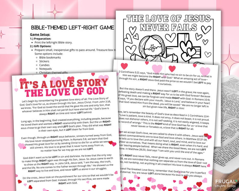God's Love Left Right Game, Sunday School Game, Church Bible Game Gift ...