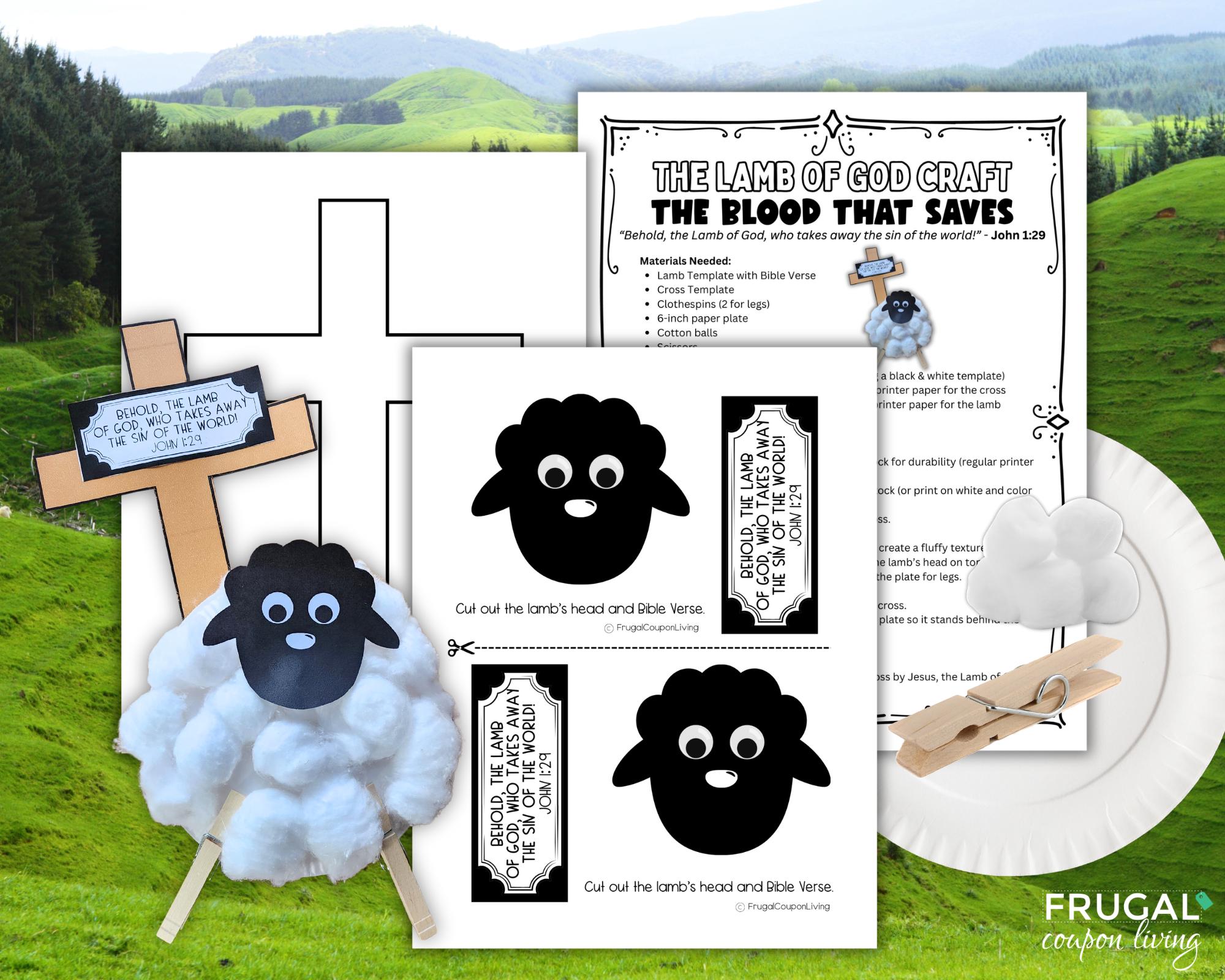 Lamb of God Cotton Ball Craft for Easter, John 1:29 Easter Lamb of God ...