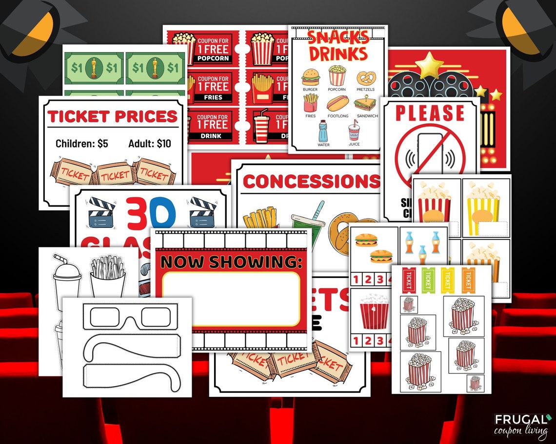 Cute Movie Theater Printables Movie Theater Sign & Pretend - Etsy