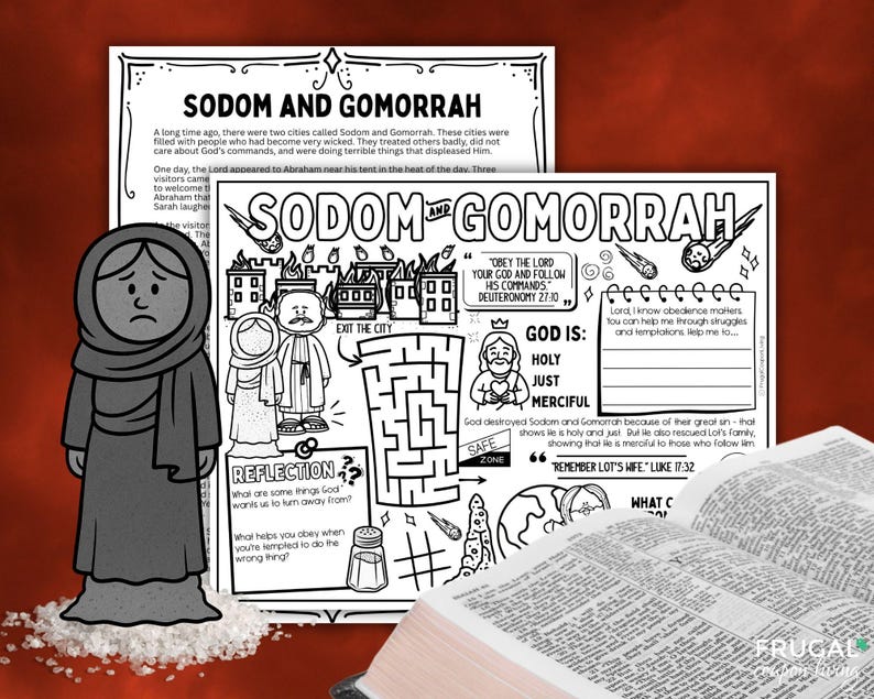 Sodom and Gomorrah Activity Mat, Genesis Bible Lesson for Kids on ...