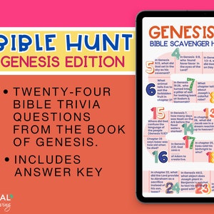 Genesis Bible Scavenger Hunt, Book of Genesis Bible Study, Old ...