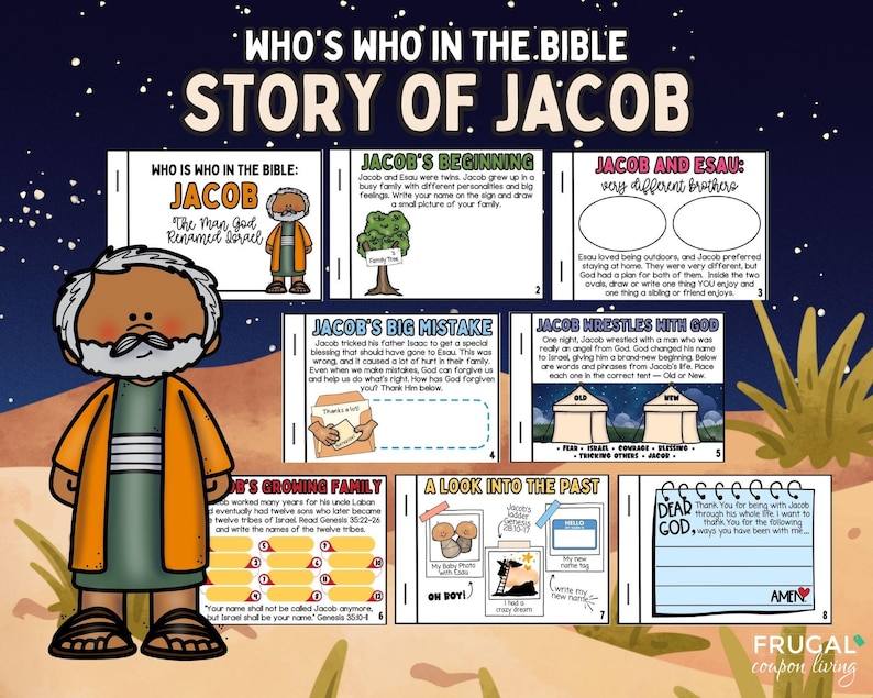 Jacob Bible Character Book Printable, Who's Who in the Bible Character ...