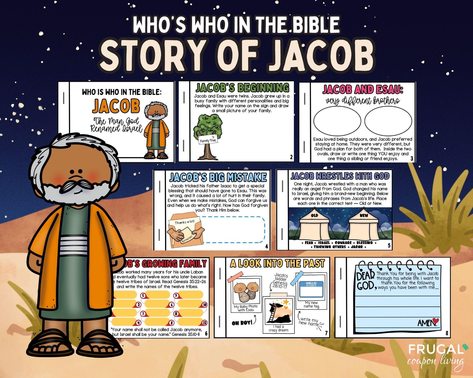 Jacob Bible Character Book Printable, Who's Who in the Bible Character ...