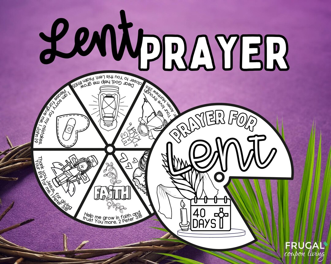 Lent Prayer Coloring Wheel Printable, Christian Lent Activity Spinner ...