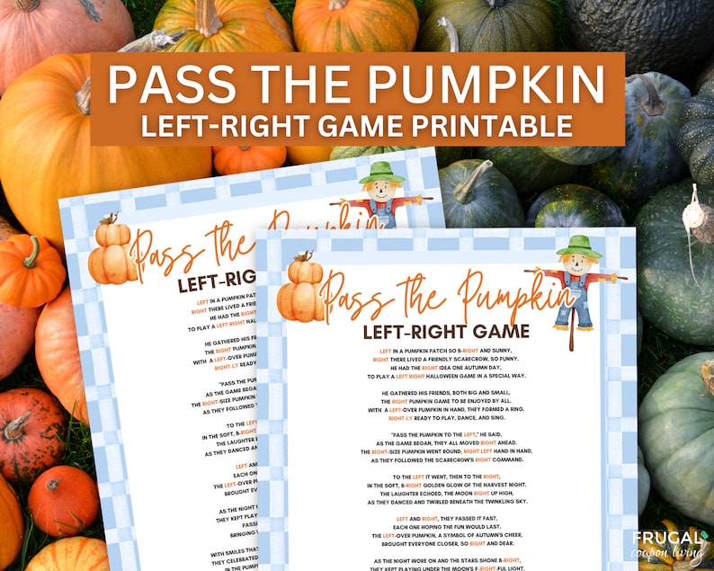 Pass the Pumpkin Game for Fall Party, Left Right Pass the Parcel Game ...